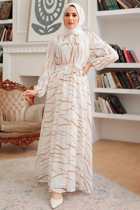 Biscuit Hijab Dress 12302BS - Neva-style.com