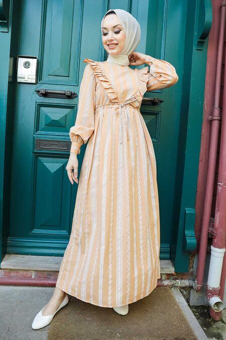 Biscuit Hijab Dress 4347BS - Neva-style.com