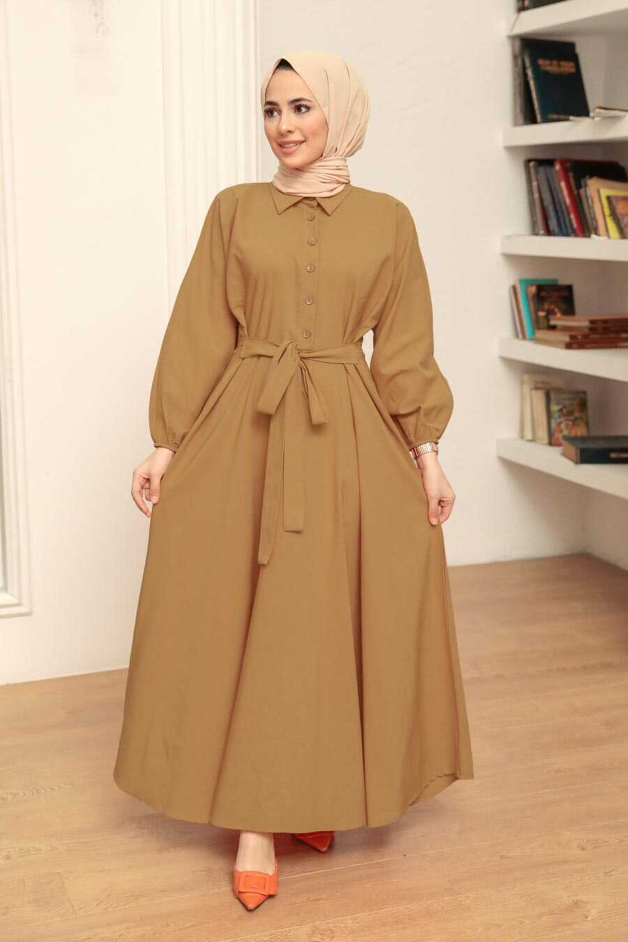 Biscuit Hijab Dress 50091BS - Neva-style.com