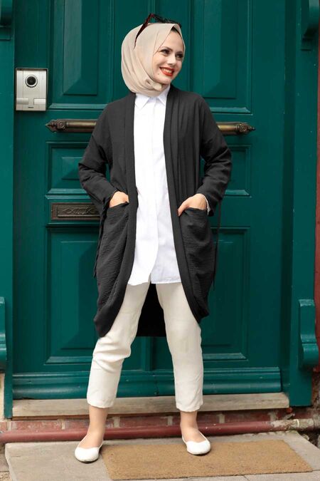 Black Hijab Cardigan 1085S - Neva-style.com