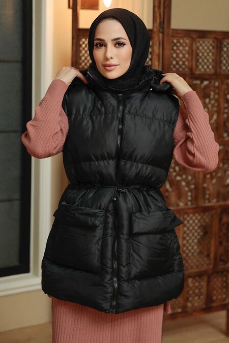 Black Hijab Inflatable Vest 13901S - Neva-style.com