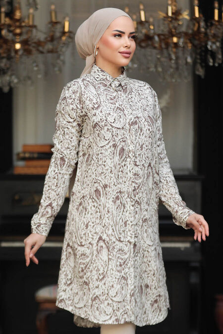 Brown Modest Tunic 11673KH - Neva-style.com