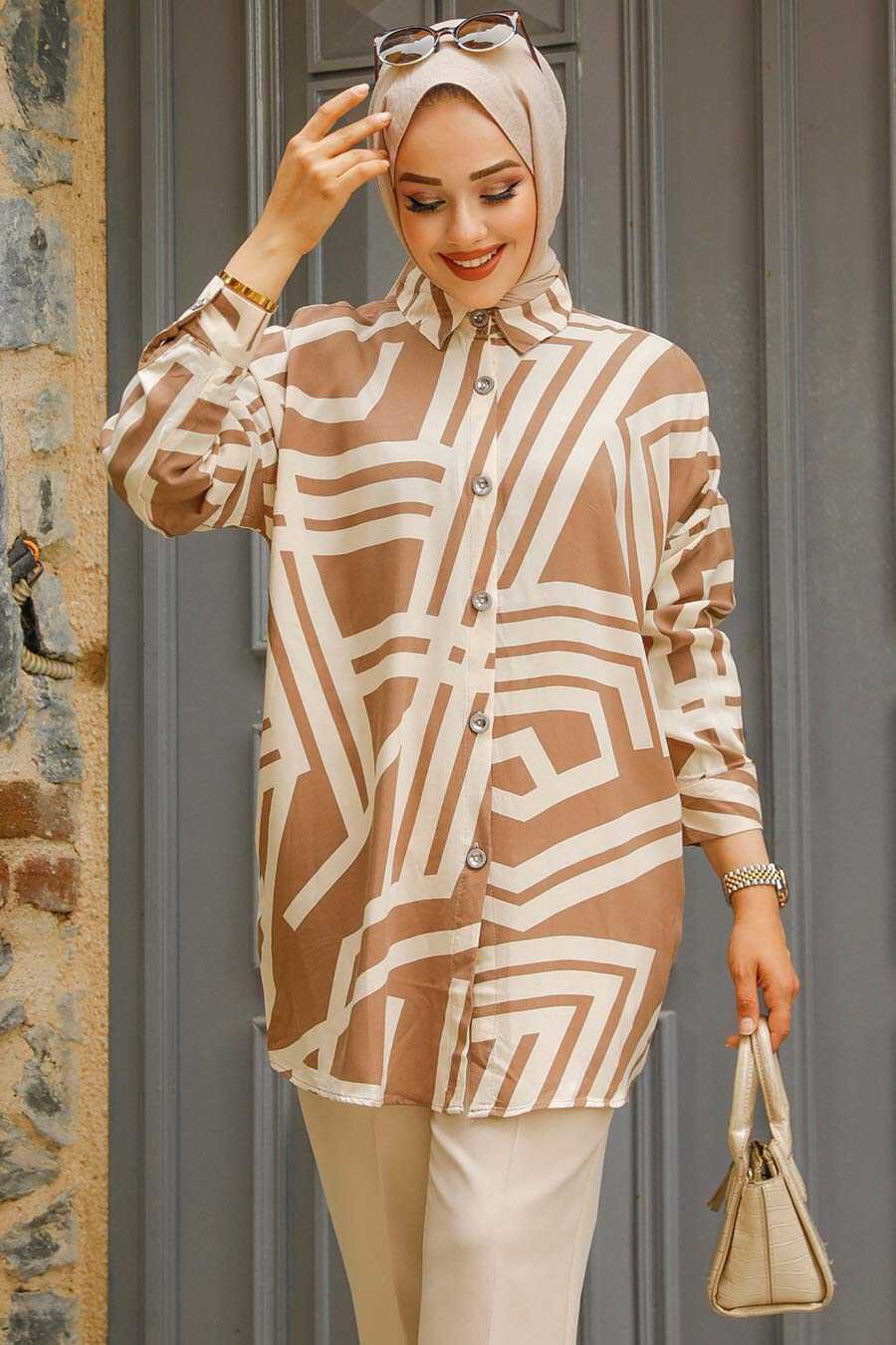 Brown Modest Tunic 20407KH - Neva-style.com