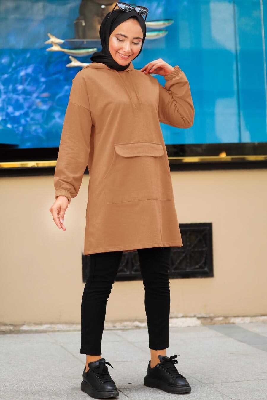 Camel Hijab Sweatshirt 1616C - Neva-style.com