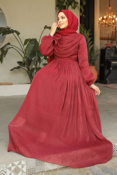 Claret Red Modest Prom Dress 44591BR - Neva-style.com