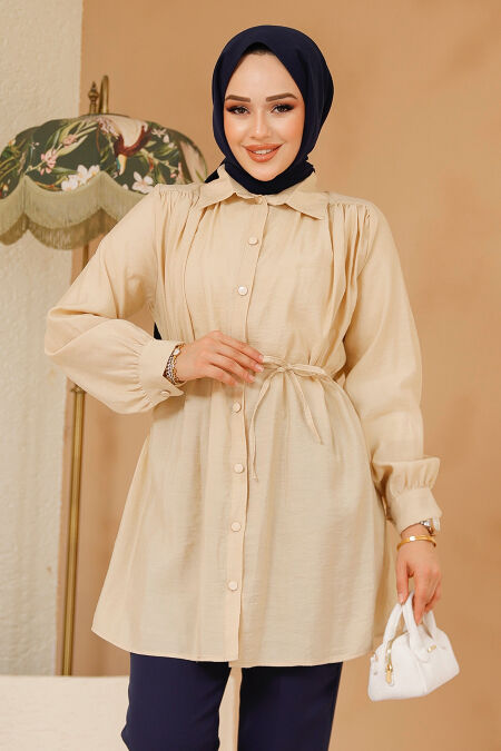 Dark Beige Modest Top 10025KBEJ - Neva-style.com