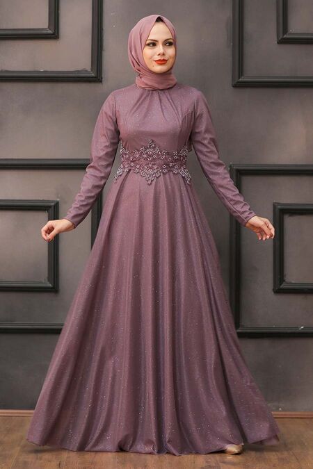 Plus Size Dusty Rose Islamic Evening Gown 50162GK - Neva-style.com