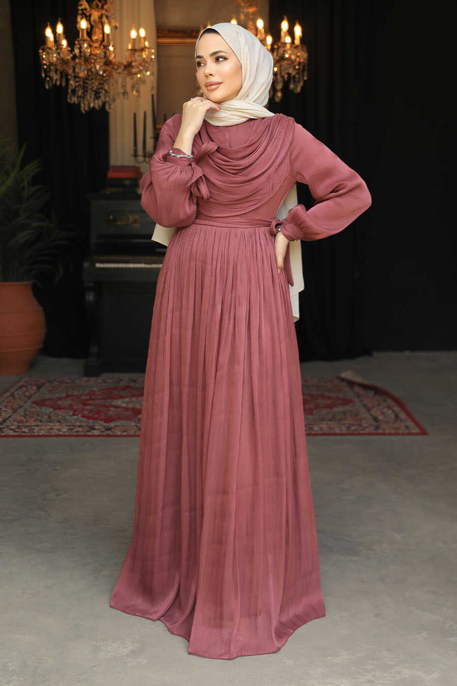 Dusty Rose Modest Prom Dress 44591GK - Neva-style.com