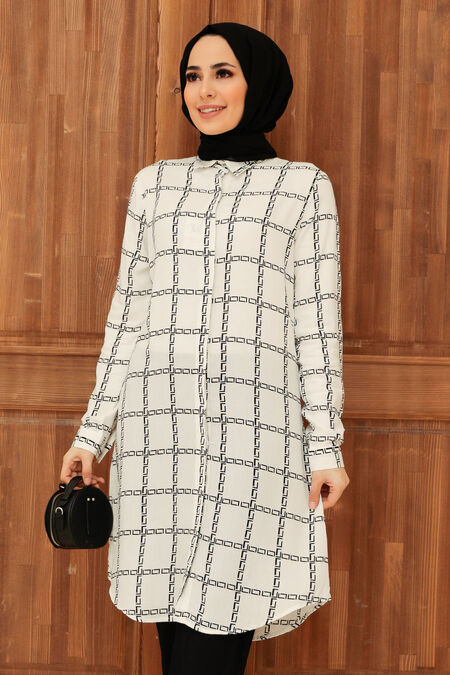 Ecru Hijab Tunic 11581E - Neva-style.com