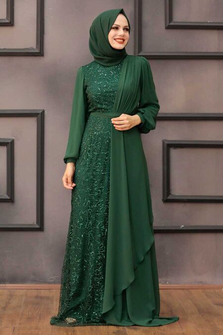 Elegant Green Islamic Clothing Prom Dress 5516Y - Neva-style.com