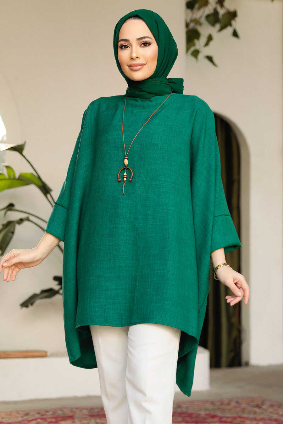 Green Modest Tunic 41351Y - Neva-style.com