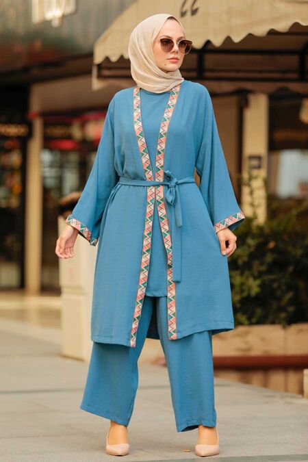 İndigo Blue Hijab Triple Suit 51910IM - Neva-style.com