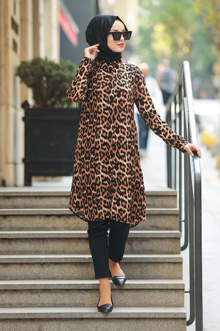 Leopard Pattern Hijab Tunic 2440LP - Neva-style.com