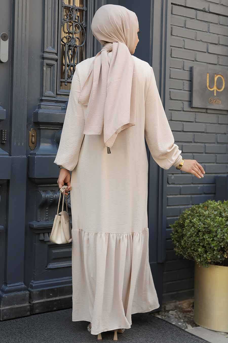 Modest Beige Maxi Dress 41121BEJ - Neva-style.com