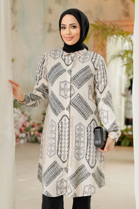 Modest Beige Tunic 11678BEJ - Neva-style.com