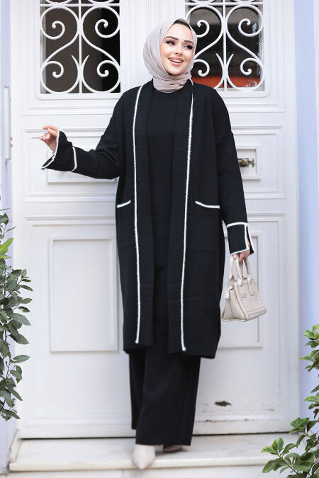 Modest Black Knitwear Triple Suit 50182S - Neva-style.com