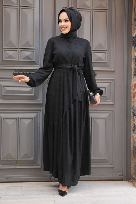 Modest Black Long Sleeve Dress 60931S - Neva-style.com