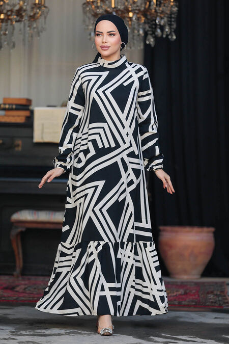 Modest Black Maxi Dress 15720S - Neva-style.com