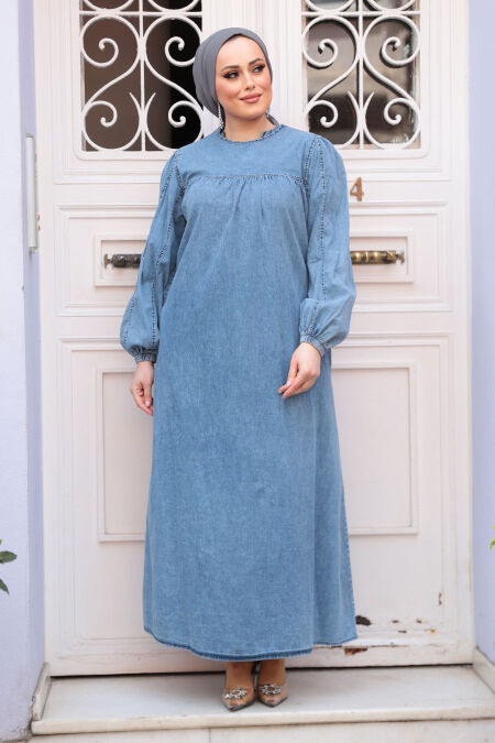 Modest Blue Denim Dress 19148M - Neva-style.com