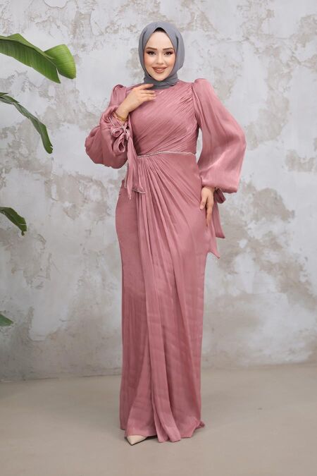 Modest Dusty Rose Plus Size Evening Dress 50193GK - Neva-style.com