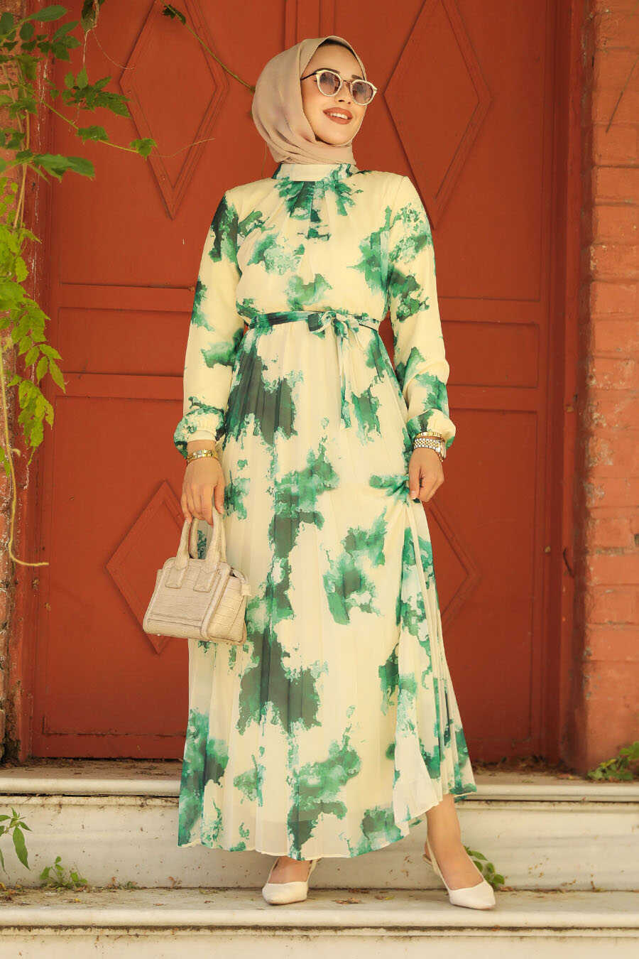 Modest Green Long Dress 34461Y - Neva-style.com