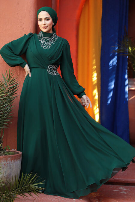 Modest Green Plus Size Dress 25882Y - Neva-style.com