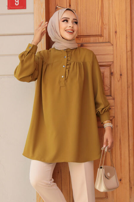Modest Oil Green Top 19026YY - Neva-style.com
