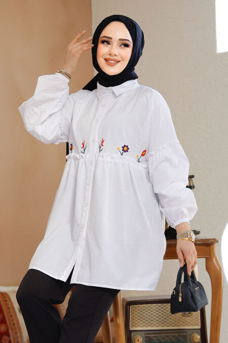 Modest White Top 40603B - Neva-style.com