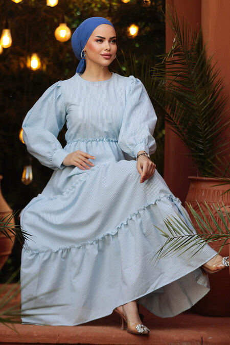 Neva Style - Baby Blue Modest Maxi Dress 30252BM - Neva-style.com