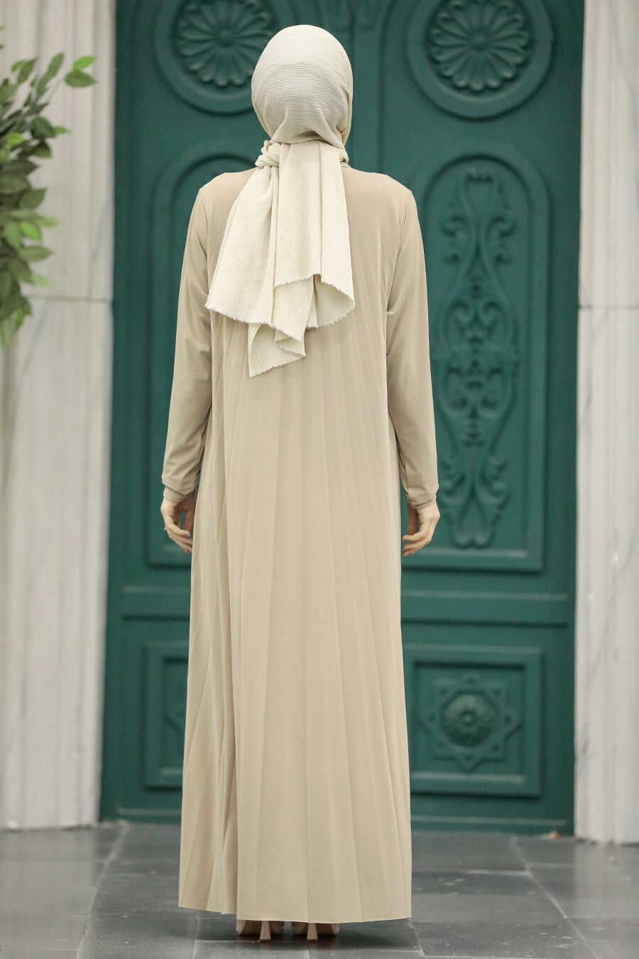 Beige Islamic Clothing Dress 16751BEJ - Neva-style.com