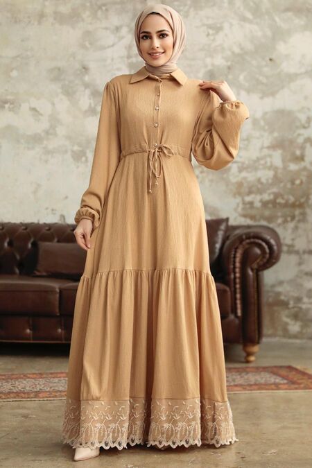 Biscuit High Quality Dress 5878BS - Neva-style.com