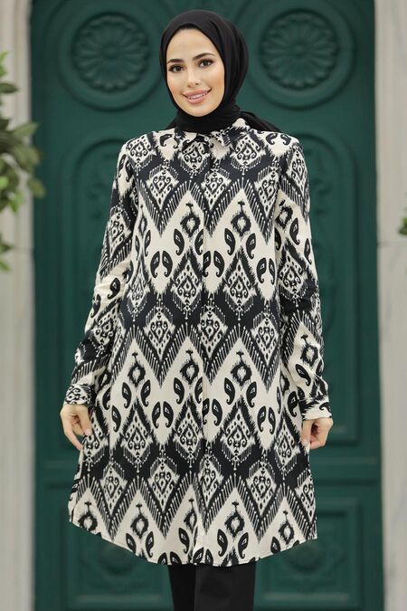 Black Islamic Clothing Tunic 11603S - Neva-style.com