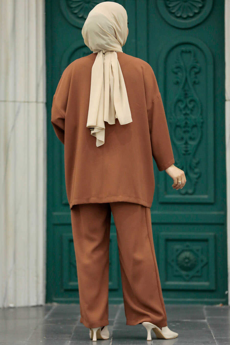 Brown Hijab Turkish Dual Suit 5927KH - Neva-style.com