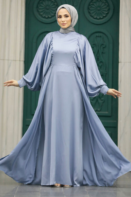 Elegant Blue Islamic Clothing Prom Dress 60201M - Neva-style.com
