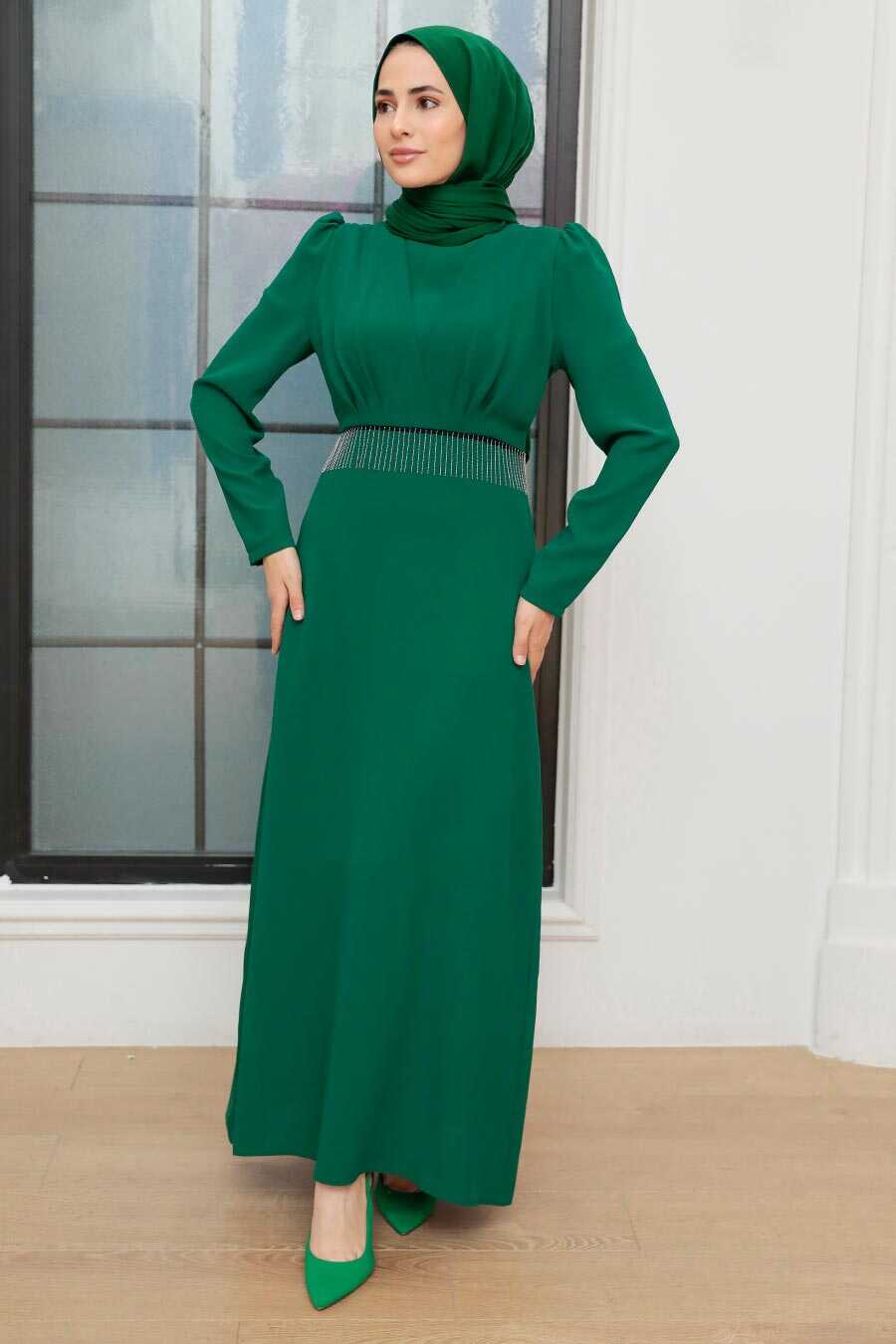 Elegant Green Muslim Bridal Dress 51531Y - Neva-style.com