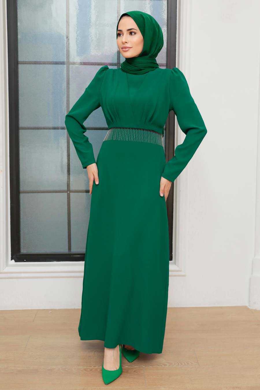 Elegant Green Muslim Bridal Dress 51531Y - Neva-style.com