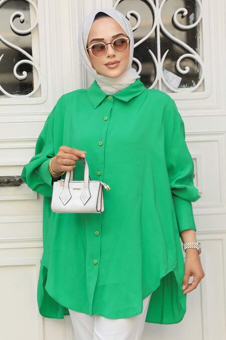 Green Hijab Turkish Tunic 10236Y - Neva-style.com