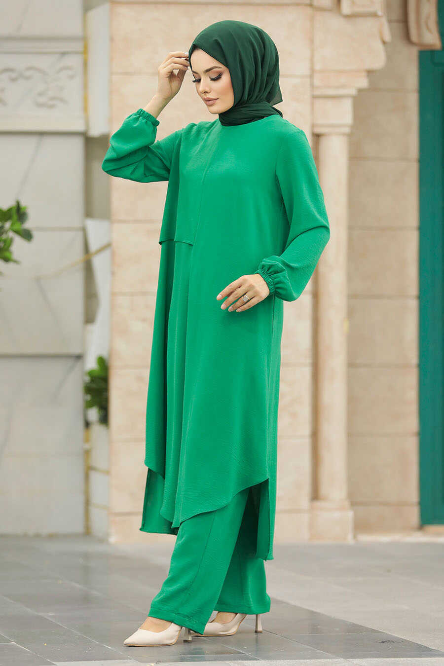 Green Islamic Clothing Dual Suit 10701Y - Neva-style.com