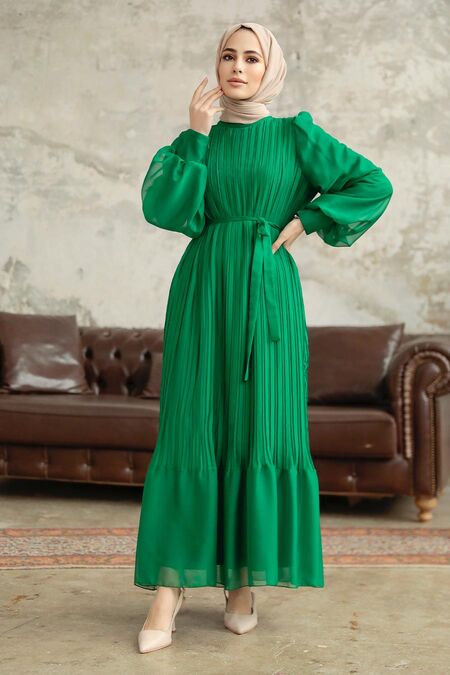 Green Muslim Dress 3747Y - Neva-style.com
