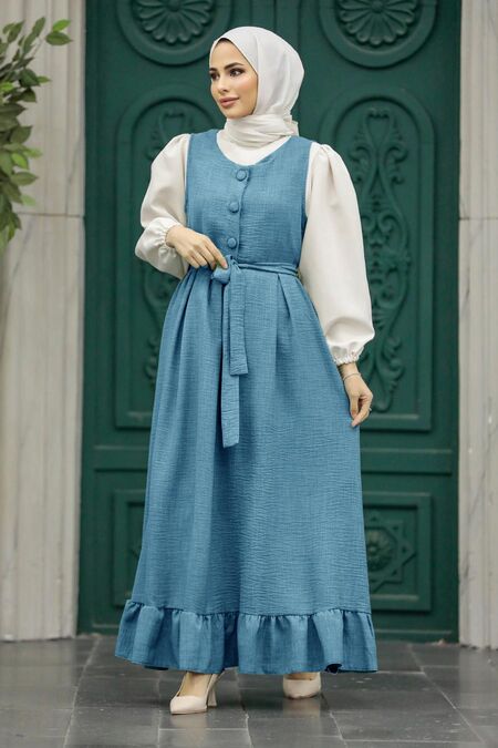 İndigo Blue Hijab Turkish Dress 5913IM - Neva-style.com