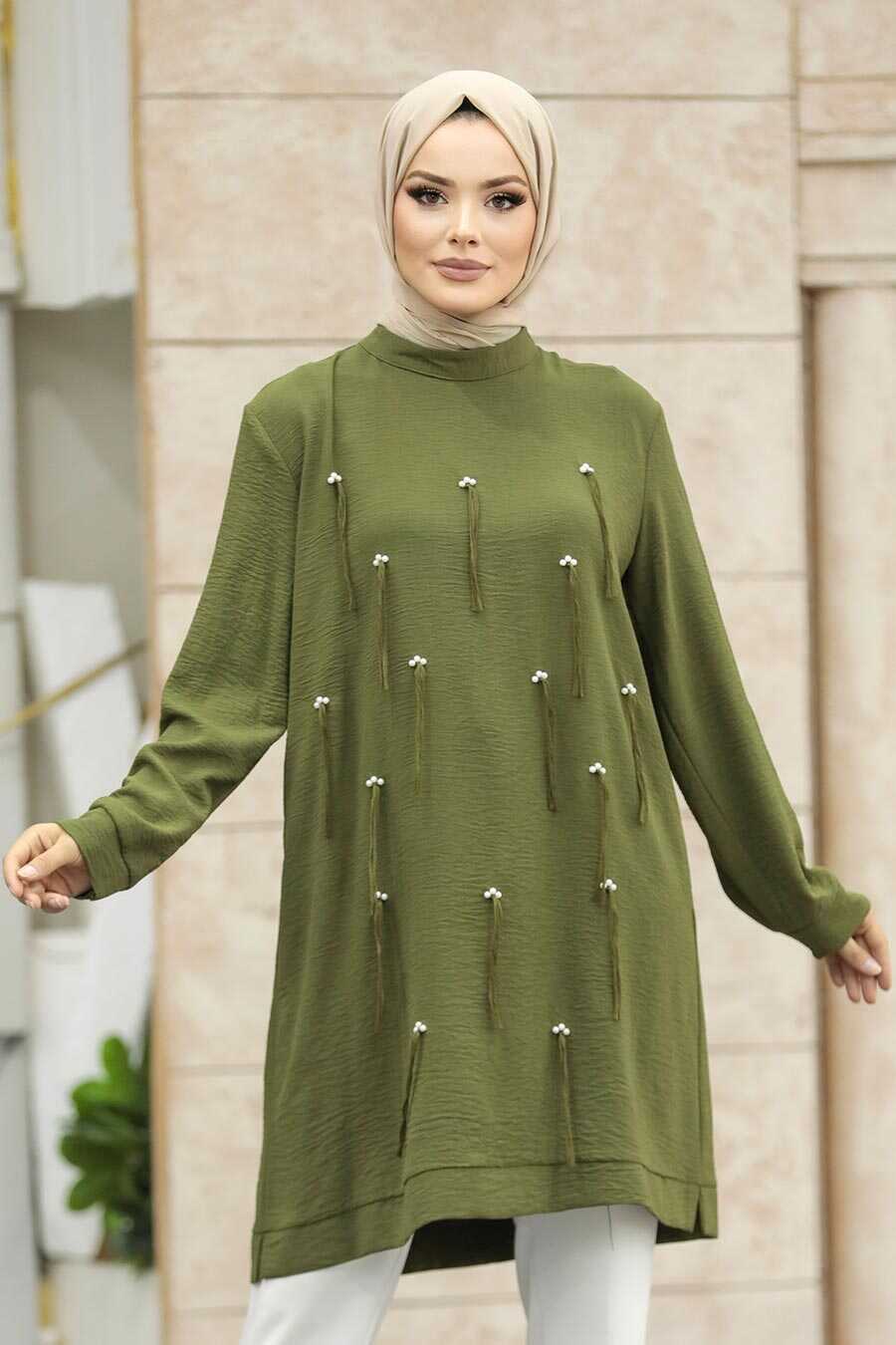 Khaki Modest Tunic 21032HK - Neva-style.com