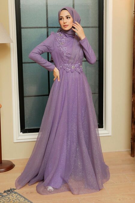 Modern Lila Islamic Prom Dress 22694LILA - Neva-style.com