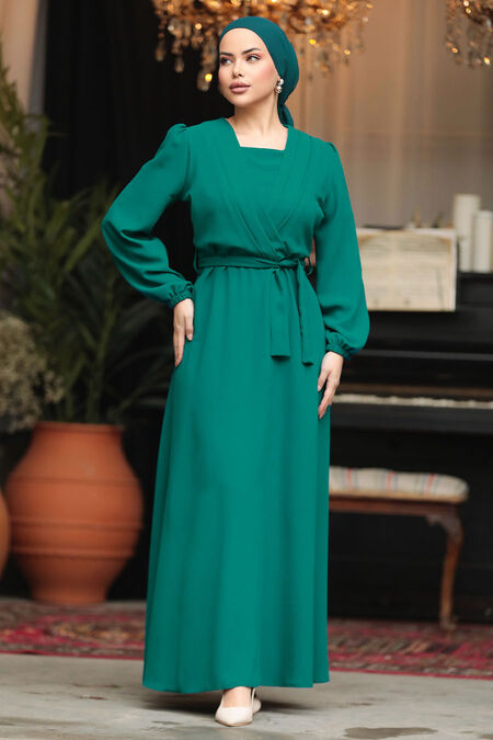 Neva Style - Modest Green Maxi Dress 30002Y - Neva-style.com