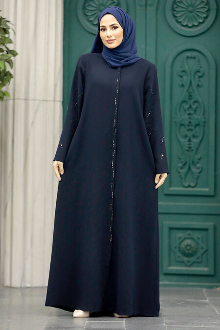 Navy Blue Plus Size Turkish Abaya 625L - Neva-style.com