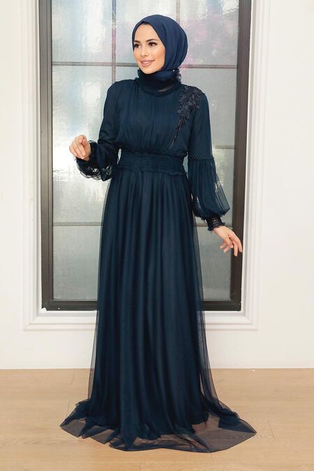 Plus Size Navy Blue Modest Islamic Clothing Prom Dress 56520L - Neva ...