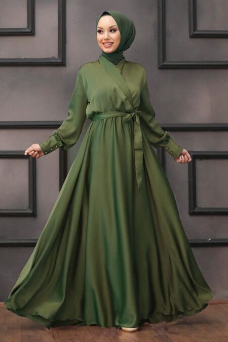 Stylish Oil Green Muslim Prom Dress 1418YY - Neva-style.com