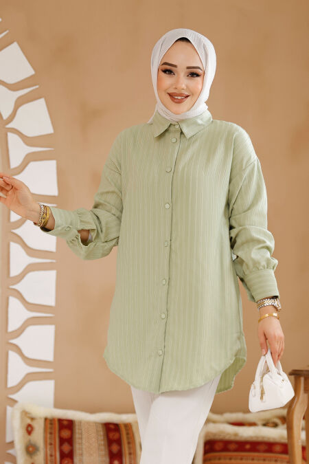 Pistachio Green Modest Top 30702FY - Neva-style.com