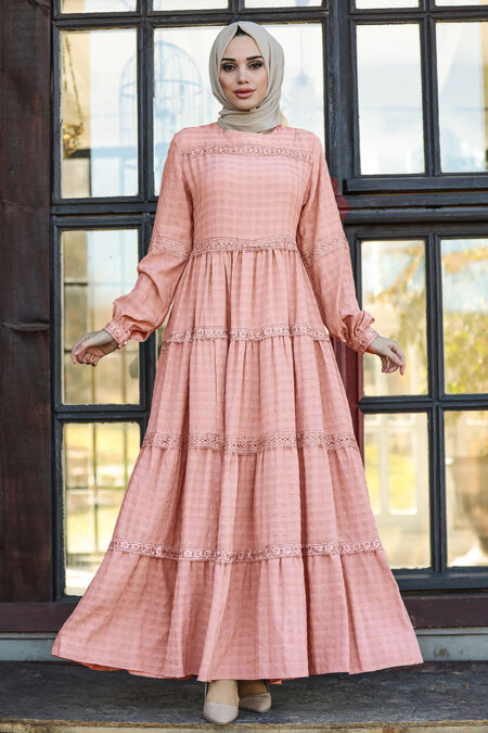 Powder Pink Hijab Dress 2804PD - Neva-style.com