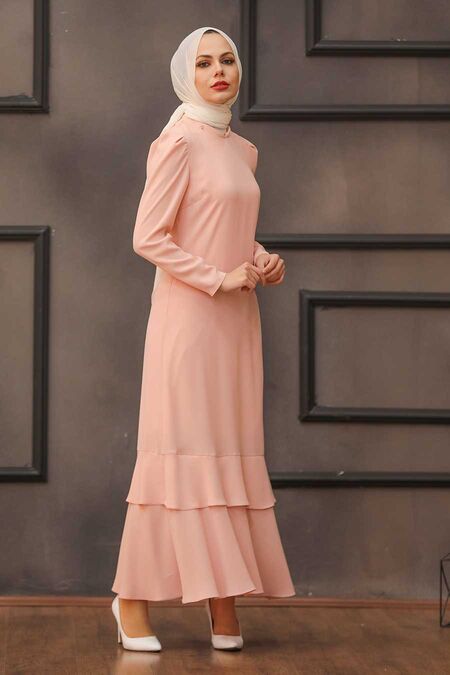 Elegant Powder Pink Muslim Dress 3763PD - Neva-style.com