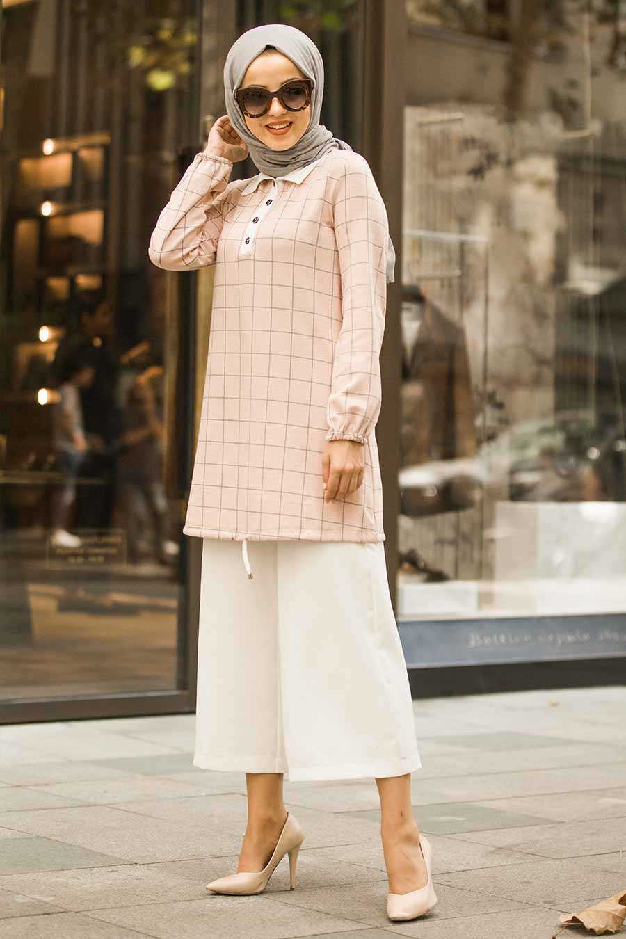 Powder Pink Hijab Tunic 90611PD - Neva-style.com